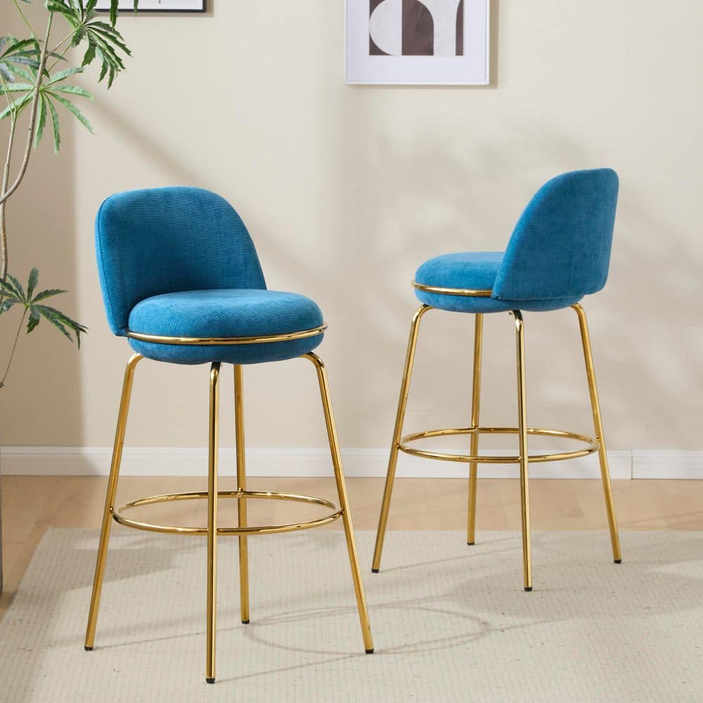 CHRISTOPHER KNIGHT HOME Lila 37.75 in. H Blue Modern Upholstered Bar ...