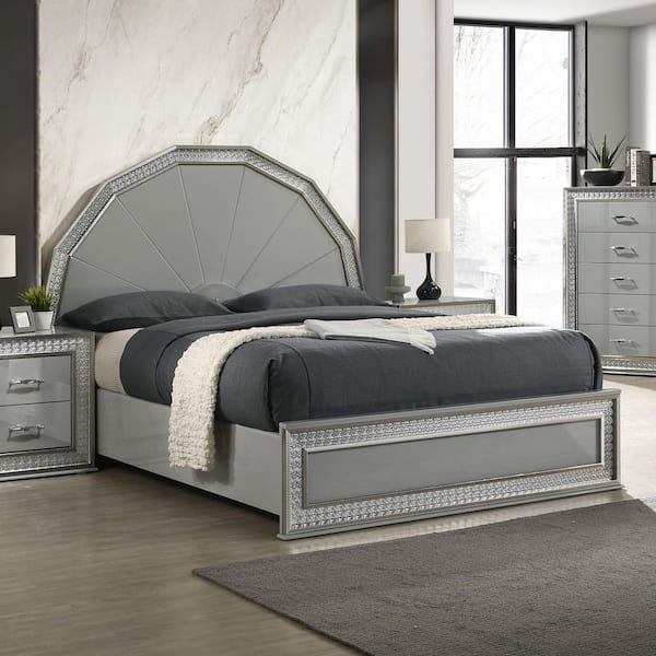 Furniture of America Curton Metallic Gray Wood Frame King Platform Bed ...