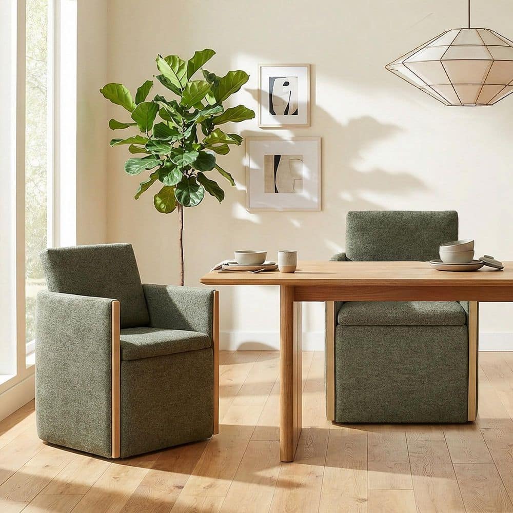 Spruce & Spring Tessa Green Fabric Modern Upholstered Dining Chairs ...