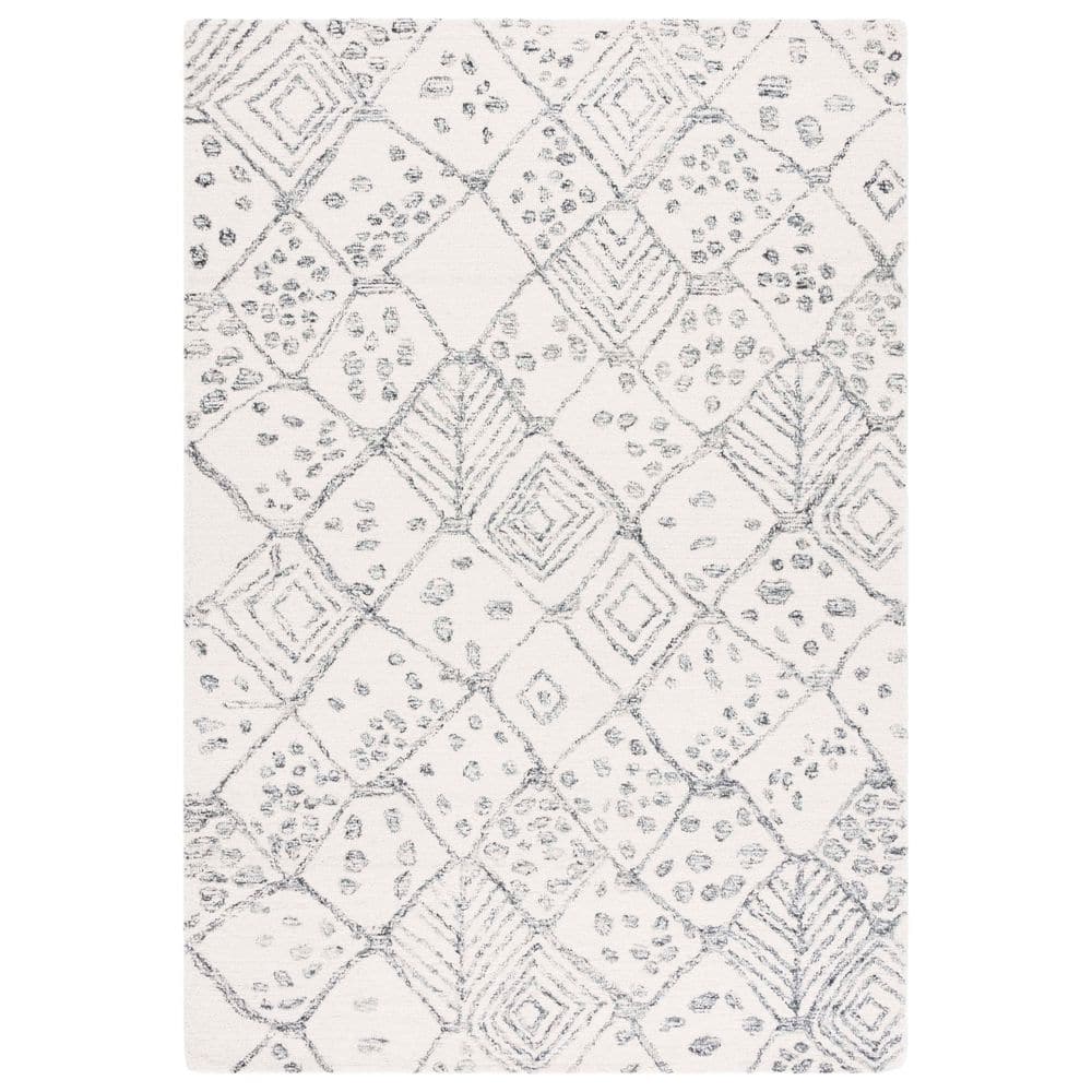 SAFAVIEH Ebony 5 ft. x 8 ft. Ivory/Gray Abstract Diamonds Area Rug ...