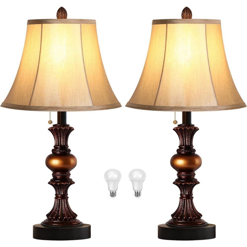 Miscool Avex 22 in. Classic Bronze Dimmable Table Lamps Set with Gold ...