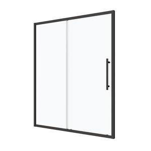 ROSWELL Puente 34 in. W x 78 in. H Fixed Single Panel Frameless Shower Door in Matte Black with ...