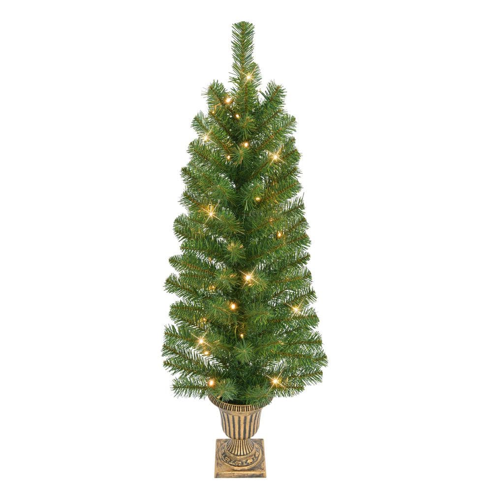 Puleo International Set of 2 Battery-Operated Pre-Lit Potted Artificial ...