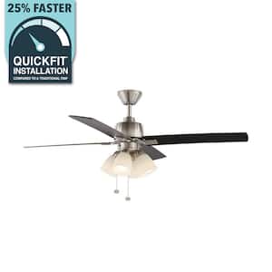 Hampton Bay Devron 52 in. LED Indoor Matte White Ceiling Fan with Light ...