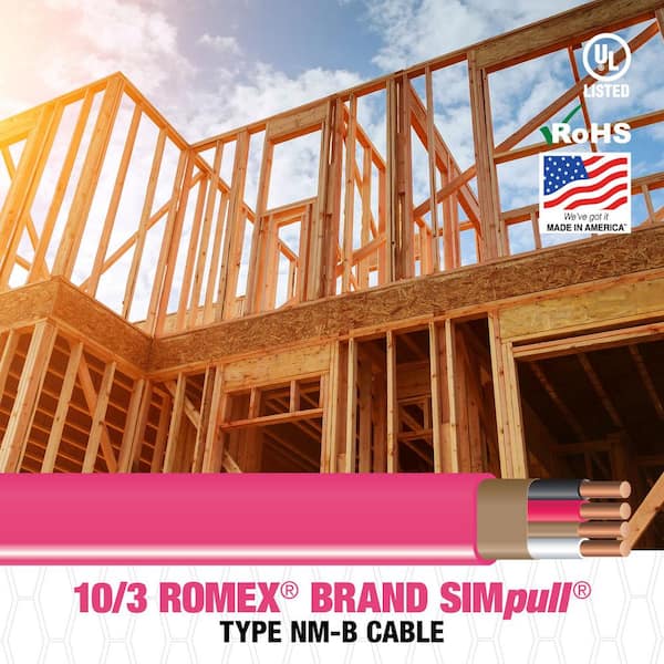 Southwire 50 ft. 10-Gauge/3 Solid Romex SIMpull CU NM-B with G Wire ...