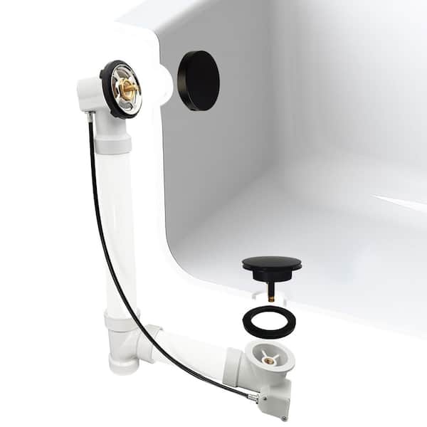 Westbrass 45 in. Sch. 40 PVC Cable Drive Bath Waste Trim Kit in Matte ...