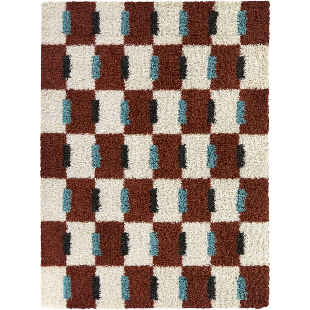Hammes Rust 7 ft. 10 in. x 10 ft. Checkered Area Rug 51535160.240305.8 ...