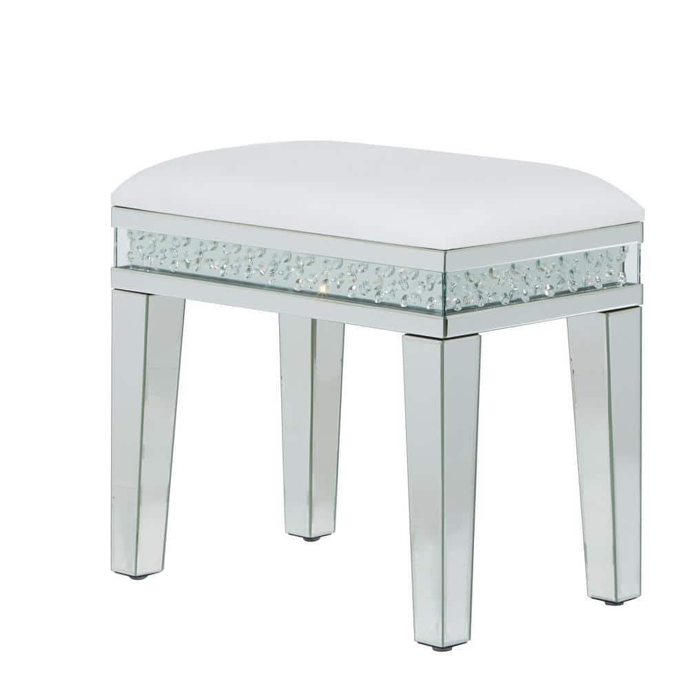 Litton Lane 22 in. Silver Wood Glam Stool 041179 - The Home Depot