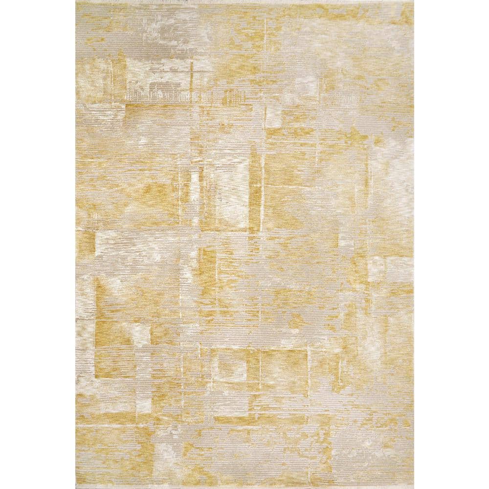 Dynamic Rugs Hudson 6 ft. 7 in. X 9 ft. 10 in. Gold Abstract Indoor ...