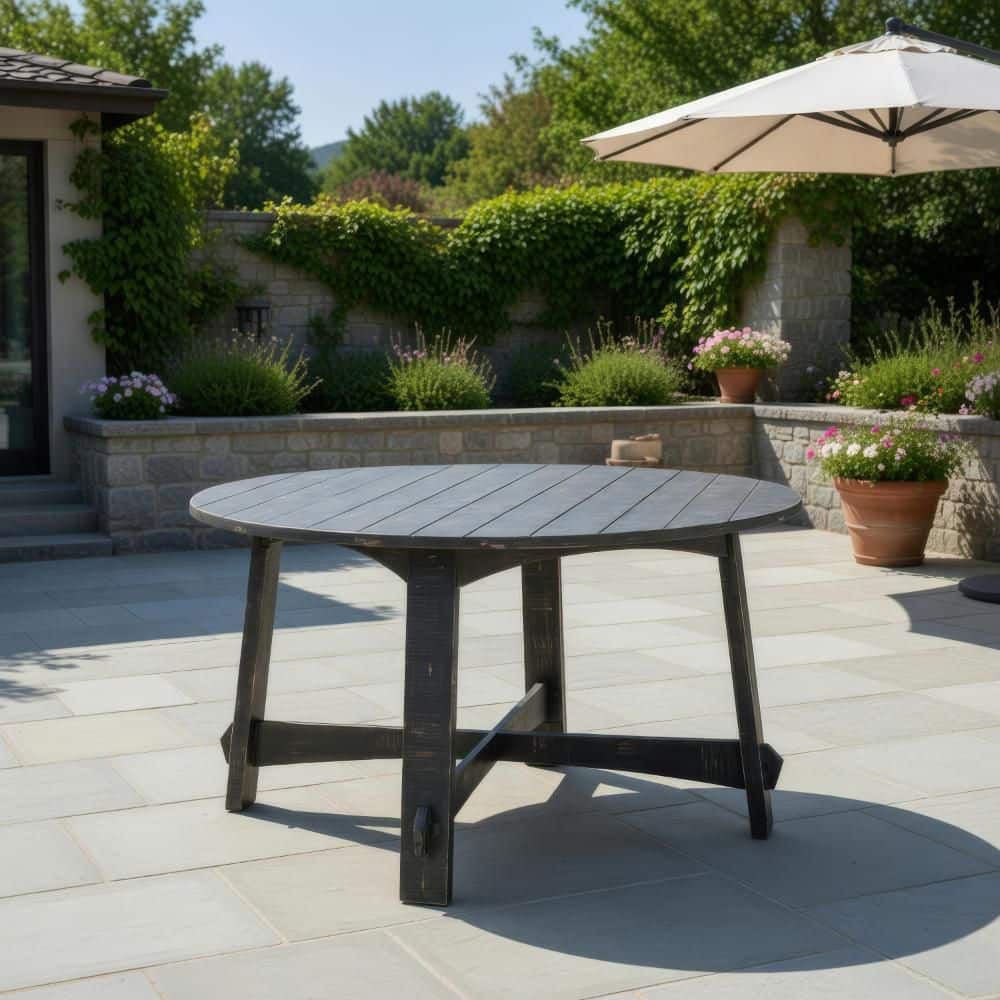 Benjara Rena Black Wood 54 in. Cross Legs Dining Table Seating for 4 ...