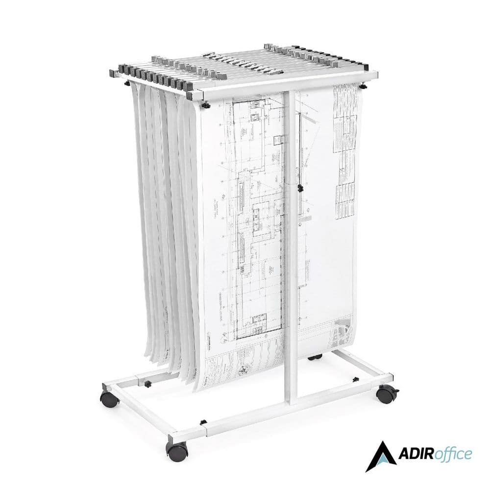 AdirOffice Steel Mobile Blueprint Storage Vertical Plan Center, White ...