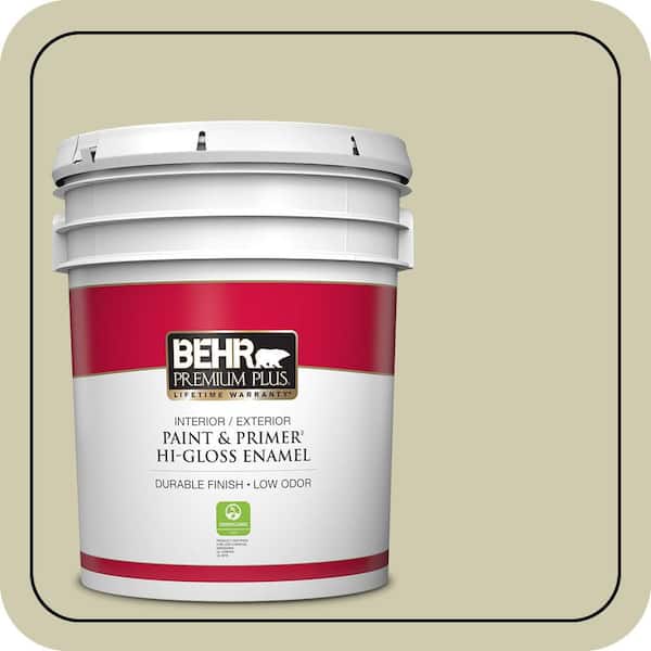 BEHR PREMIUM PLUS 5 gal. #PPU9-18 Cilantro Cream Hi-Gloss Enamel ...
