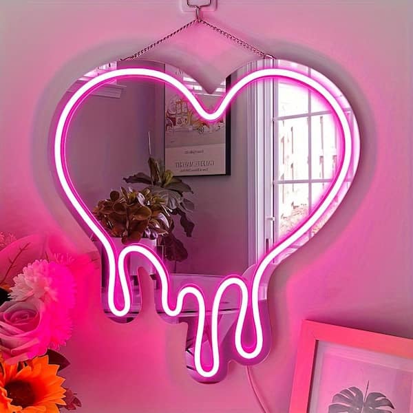 JAZAVA Melting Heart Neon Sign for Wall Decor, USB Powered LED Heart ...