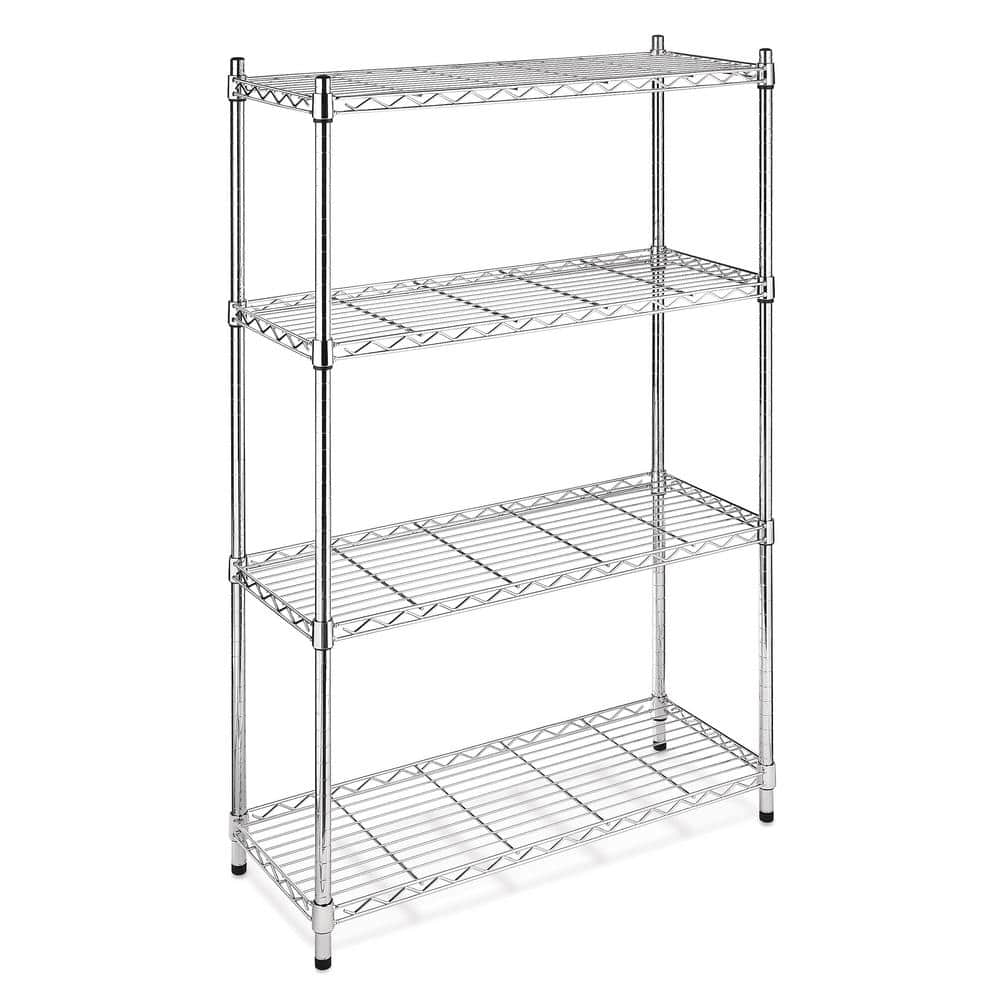 Whitmor Chrome 4-Tier Steel Wire Shelving Unit (36 in. W x 54 in. H x ...