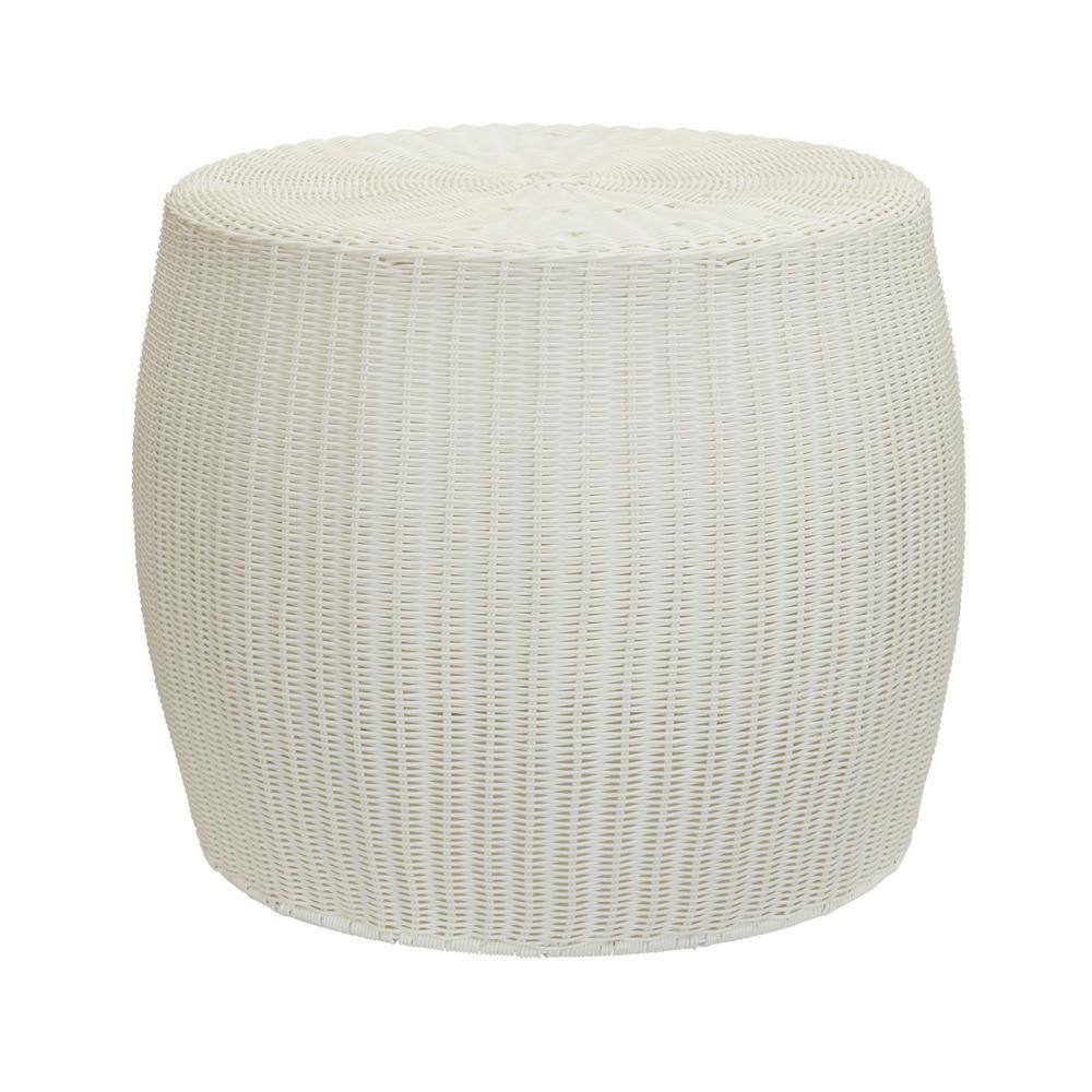 HOUSEHOLD ESSENTIALS 20 in. W White Resin Side Table Accent Table or ...