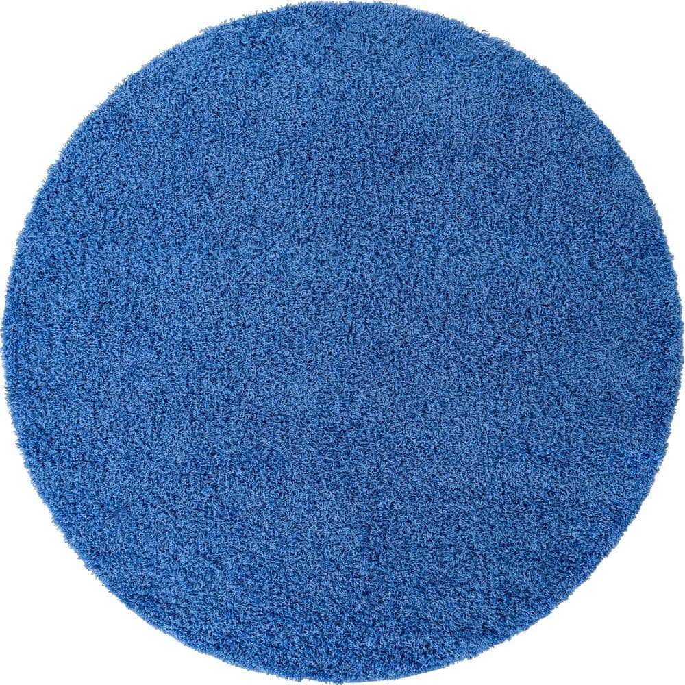 Unique Loom Solid Shag Periwinkle Blue 8' 0 x 8' 0 Area Rug 3128122 ...