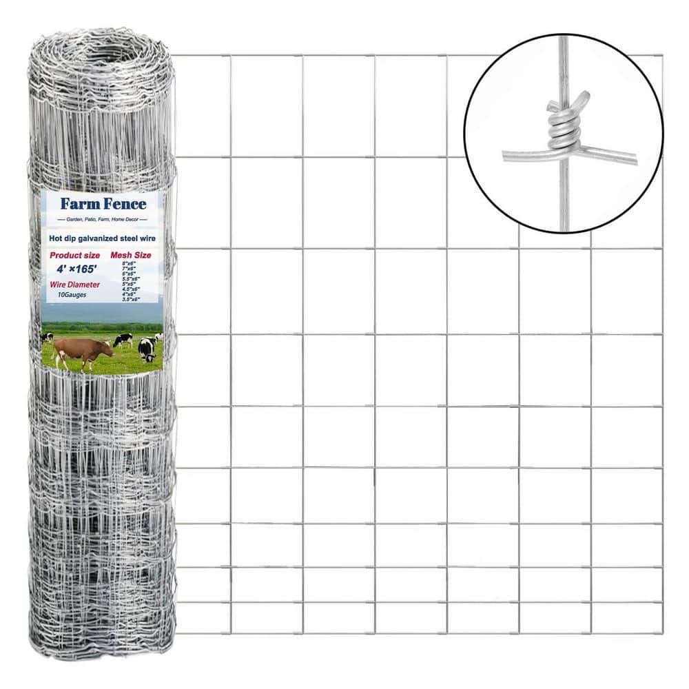 WRIGHTMASTER 48 in. x 165 ft. 10-Gauge Galvanized Farm Mesh for Yard ...