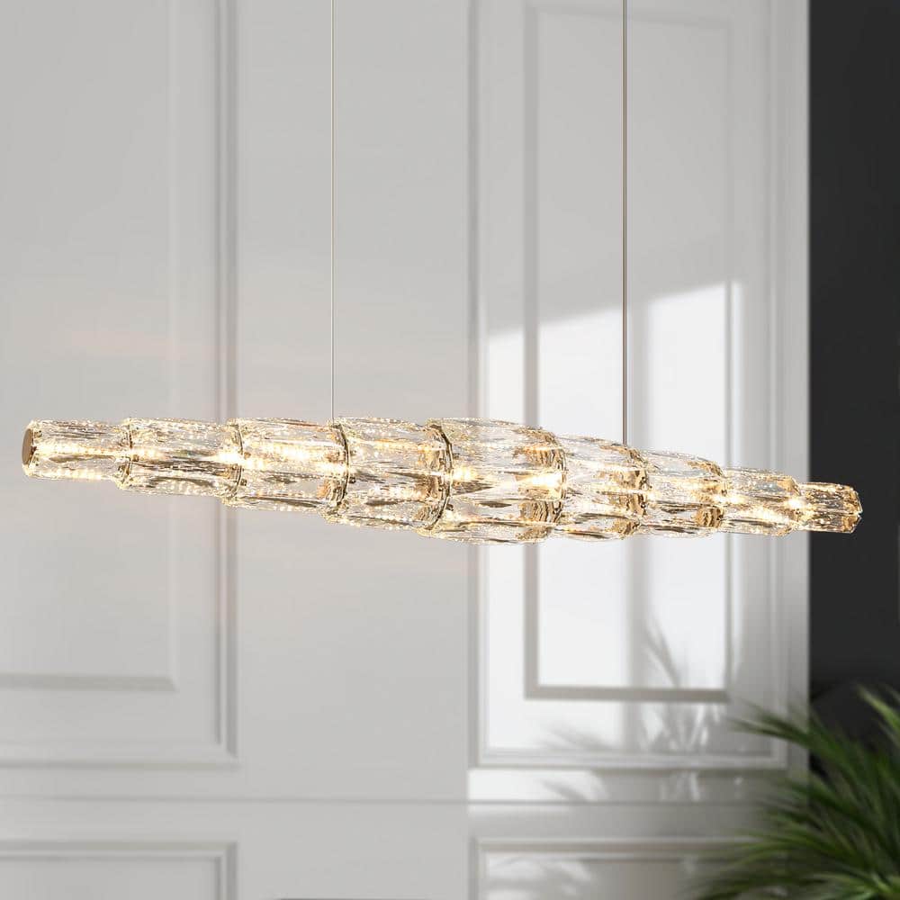 LNC Modern 1-Light Integrated LED Plating Brass Linear Crystal ...