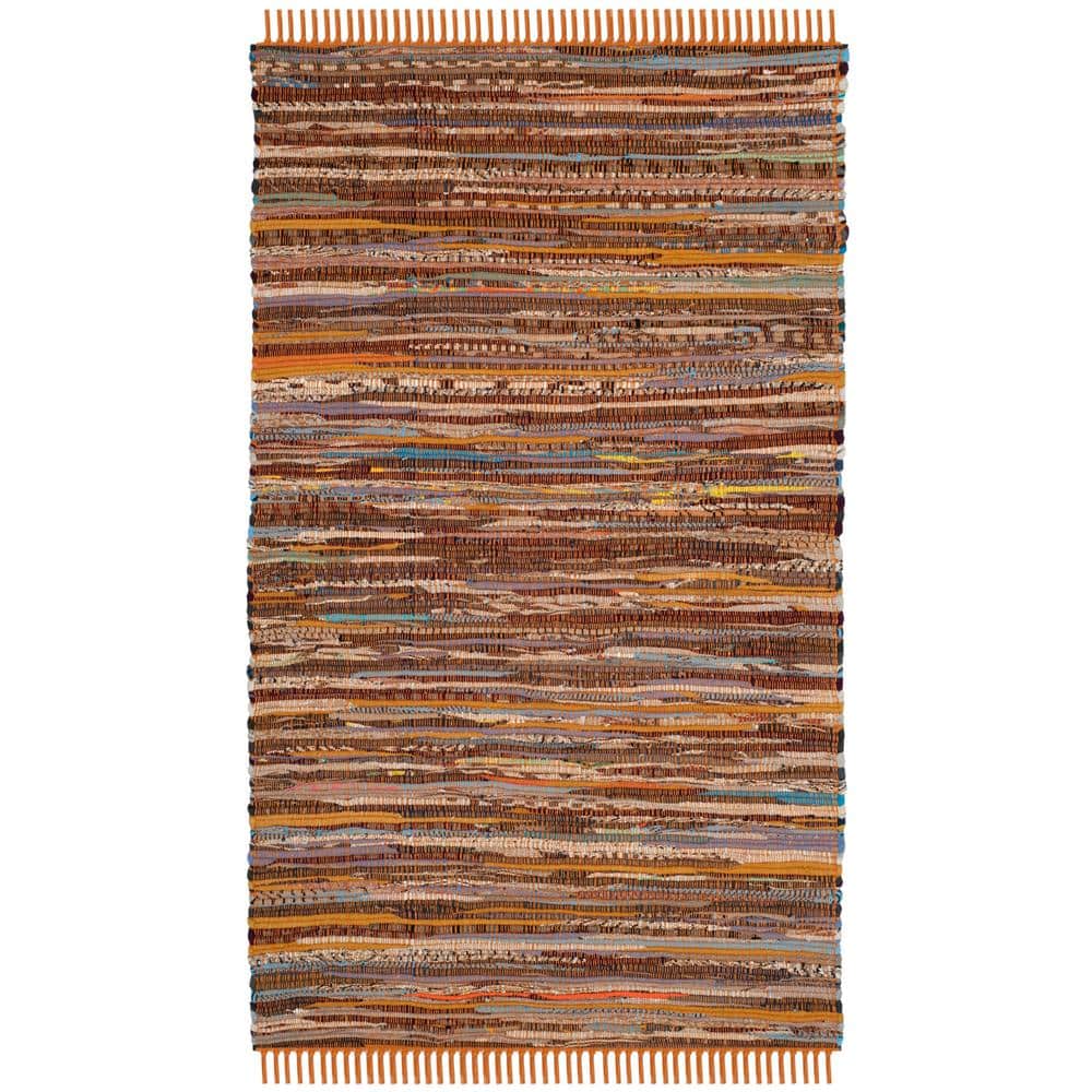 SAFAVIEH Rag Rug Gold/Multi Doormat 2 ft. x 3 ft. Striped Speckled Area ...