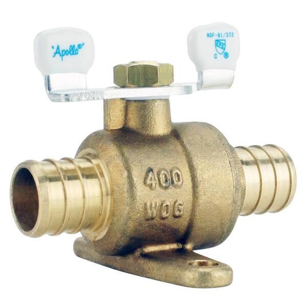 Apollo 3/4 in. Brass PEX-B Barb Ball Valve with Tee Handle and Mounting Pad APXV34T - The Home Depot