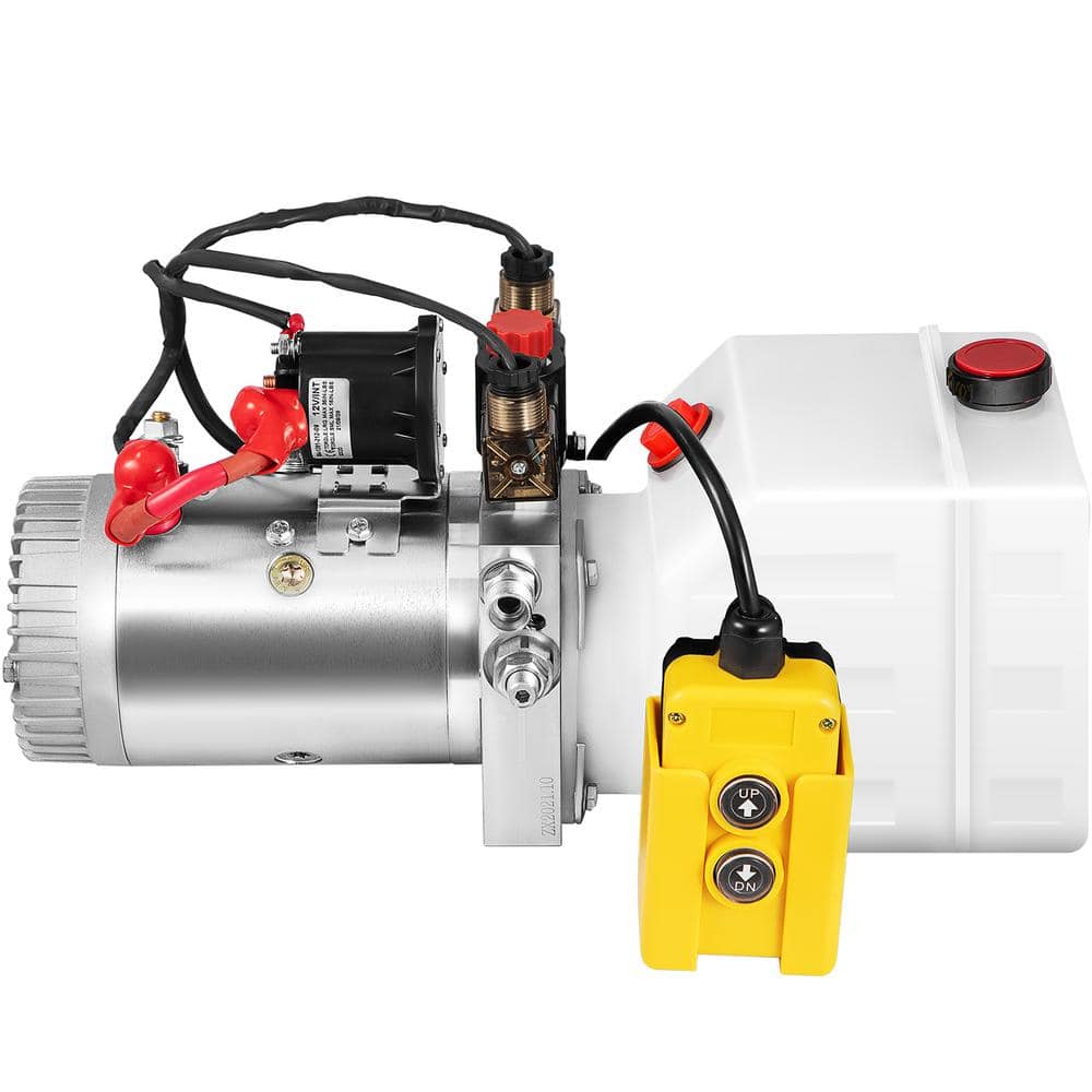 SKYSHALO Electric Hydraulic Pump with a Handheld Remote, 3 qt. Double-Acting with Metal ...