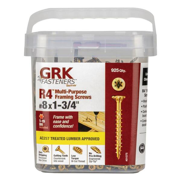 GRK Fasteners #8 x 1-3/4 in. Star Drive Bugle Head R4 Multi-Purpose ...