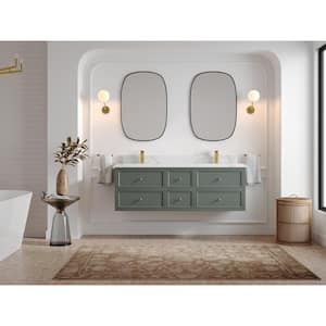 Willow Collections Chicago 60 in. Double Sink Freestanding Fine Grain ...