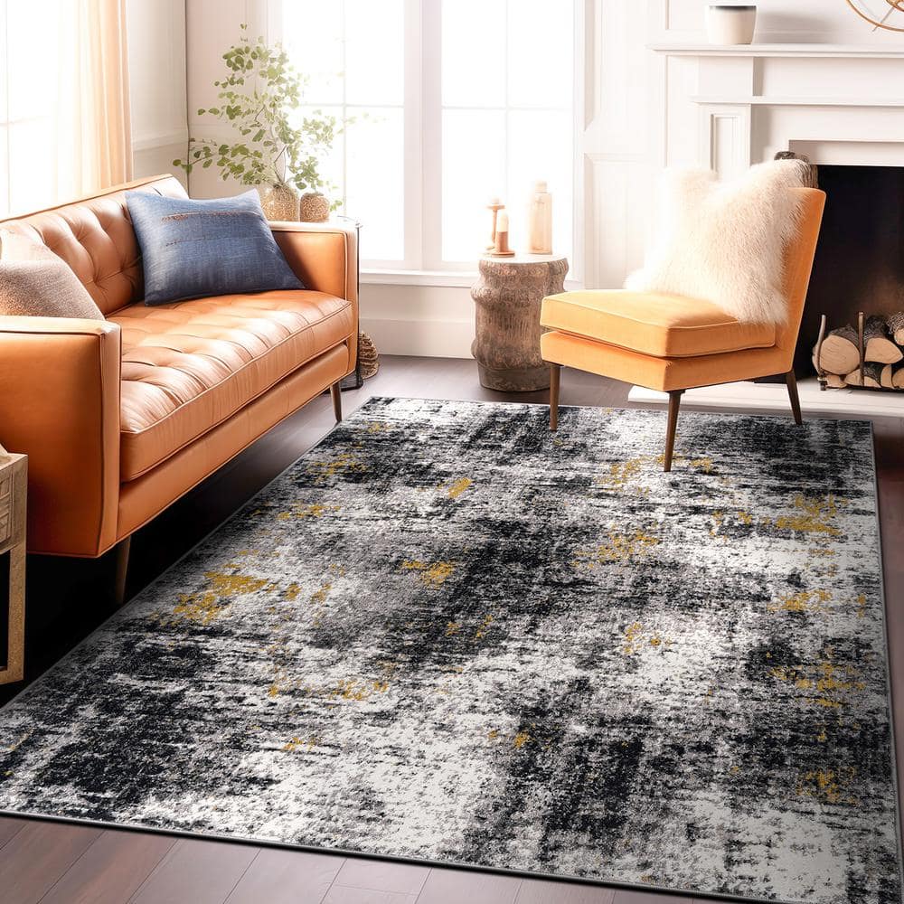 World Rug Gallery Adare Contemporary Abstract Yellow 12 ft. x 15 ft ...