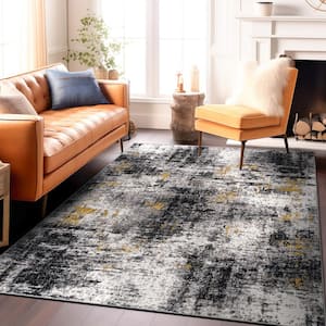 World Rug Gallery Adare Contemporary Abstract Yellow 8 ft. ROUND Area ...