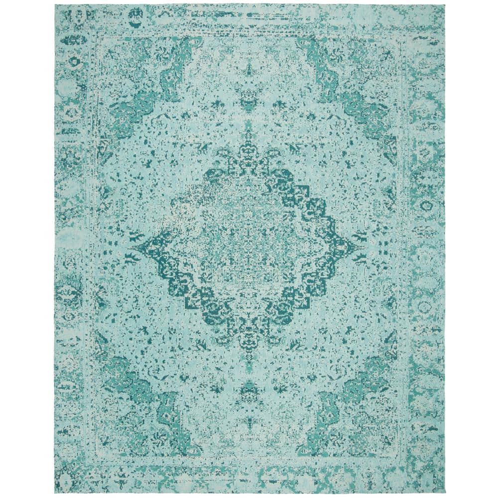 SAFAVIEH Classic Vintage Teal 8 ft. x 10 ft. Floral Area Rug CLV110K-8 ...
