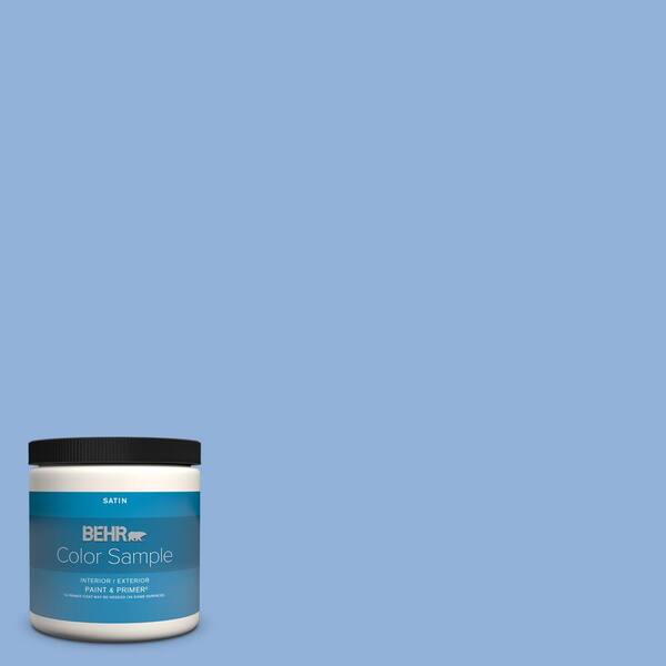 BEHR PREMIUM PLUS 8 oz. #580B-5 Cornflower Blue Satin Enamel Interior ...