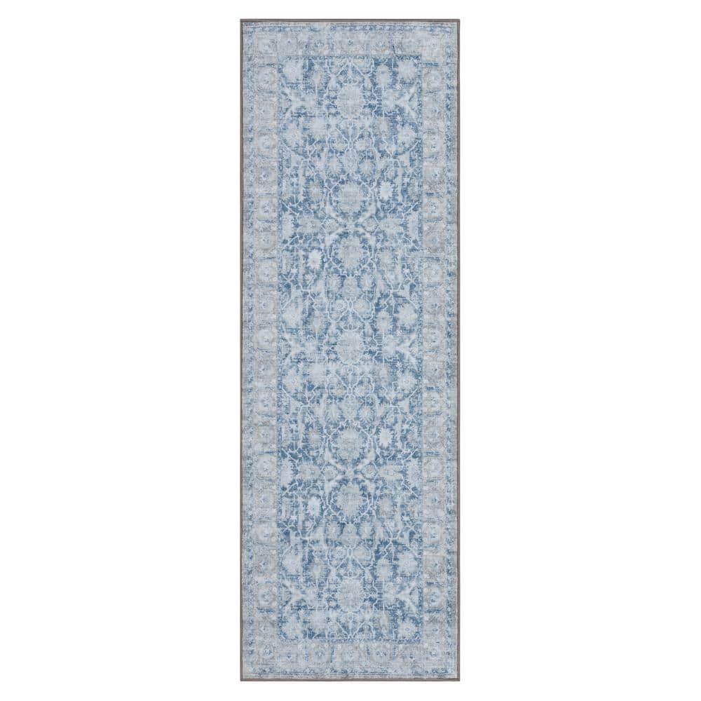 StyleWell Paloma Blue 2 ft. 7 in. x 7 ft. 10 in. Ornamental Indoor ...