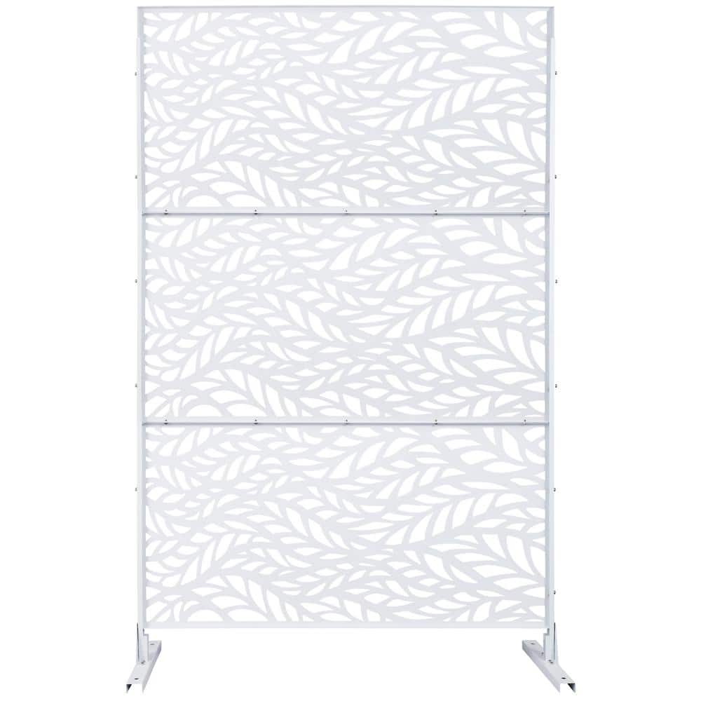 Zeus & Ruta 6.3 ft. H x 4 ft. W White Metal Privacy Screen Freestanding ...