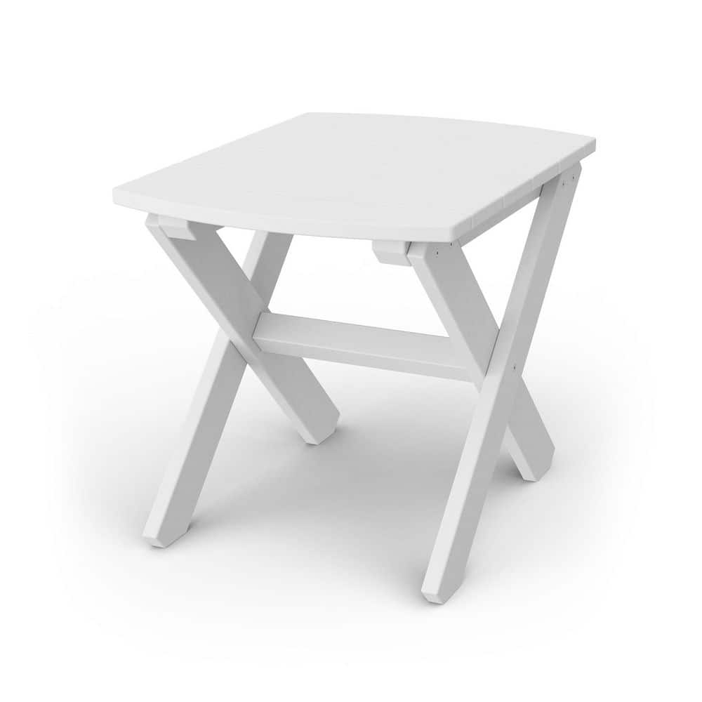 Wildridge Classic White HDPE Plastic Outdoor Rectangular Side Table LCC ...