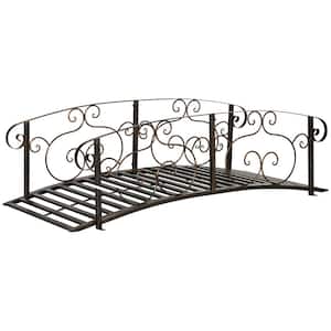 Black Metal Arch Garden Bridge with Safety Siderails-Decorative ...