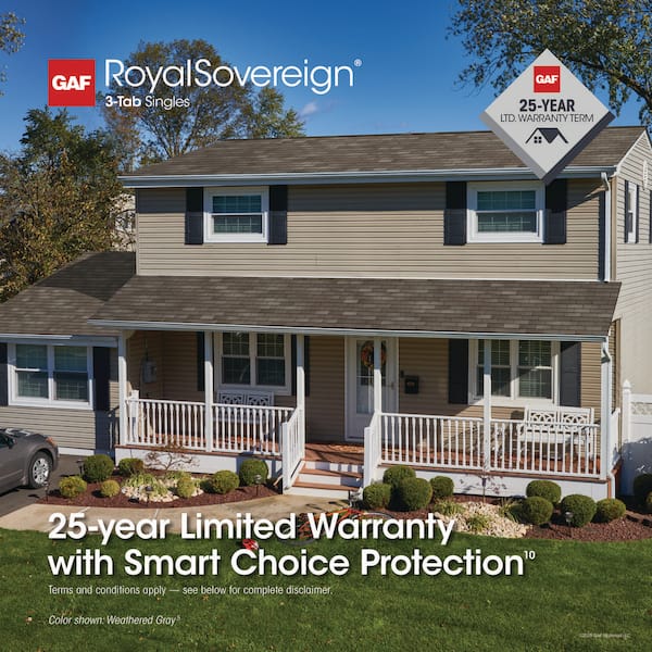 GAF Royal Sovereign Charcoal Algae Resistant 3-Tab Roofing Shingles (33 ...