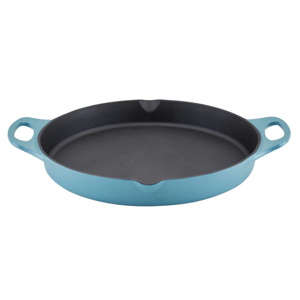 Rachael Ray Nitro 14 in. Cast Iron Frying Pan, Agave Blue 48878 - The ...