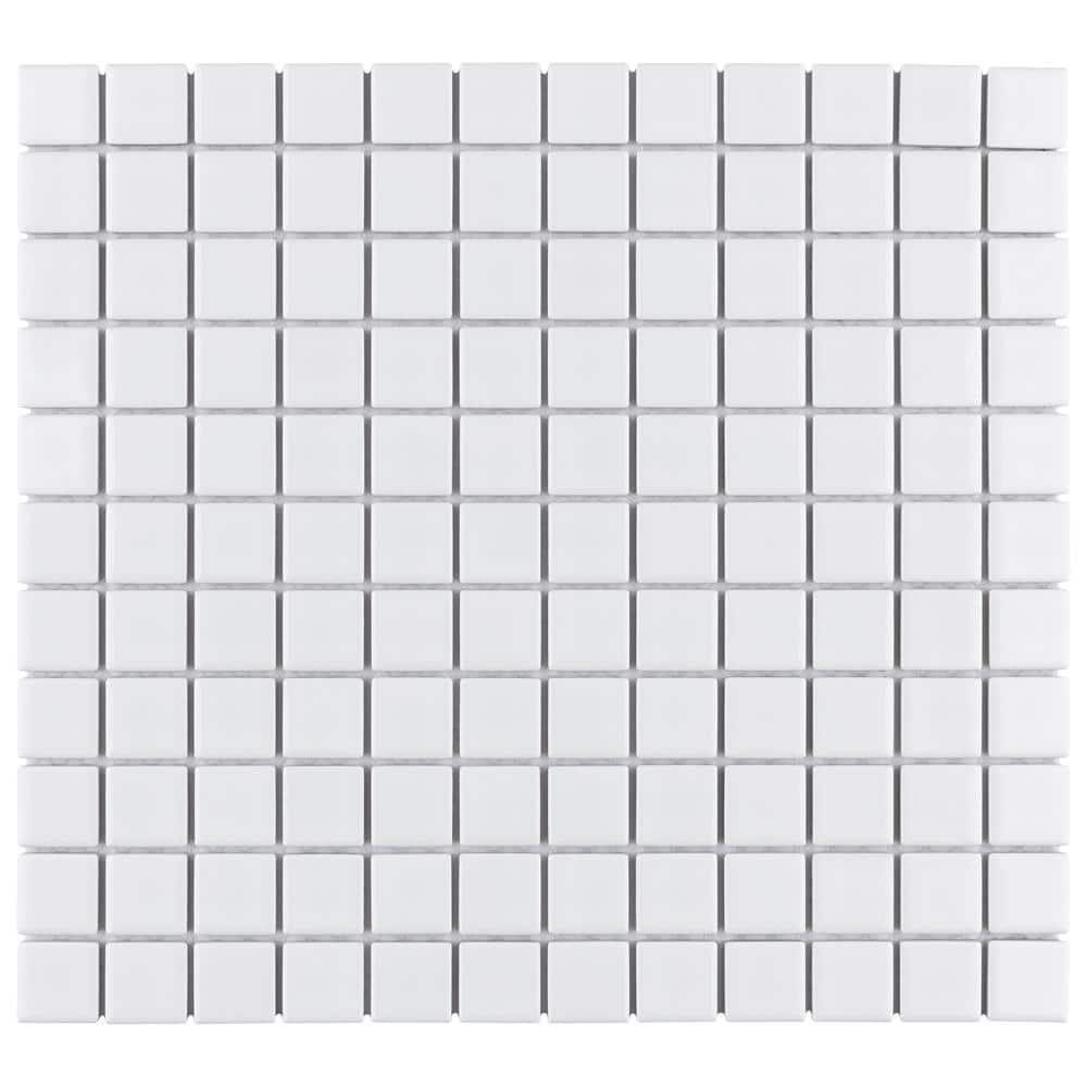 Merola Tile Metro Square Glossy White 6 in. x 6 in. Porcelain Mosaic ...