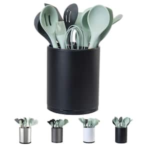Wudkey Stainless Steel Rotatable Cooking Chrome Utensils Holder with 8 ...