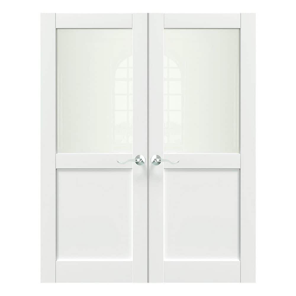 TENONER 64 in. x 80 in. MDF Composite, Primed, White, 1/2 Lite, Frosted ...