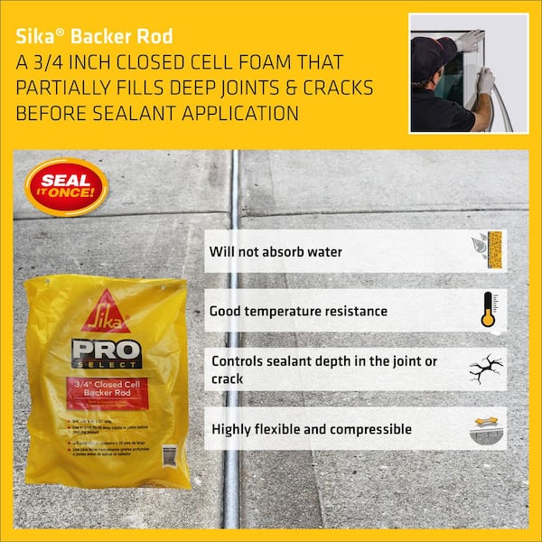 Sika 3/4 in. x 20 ft. Closed Cell Backer Rod, Expansion Joint ...