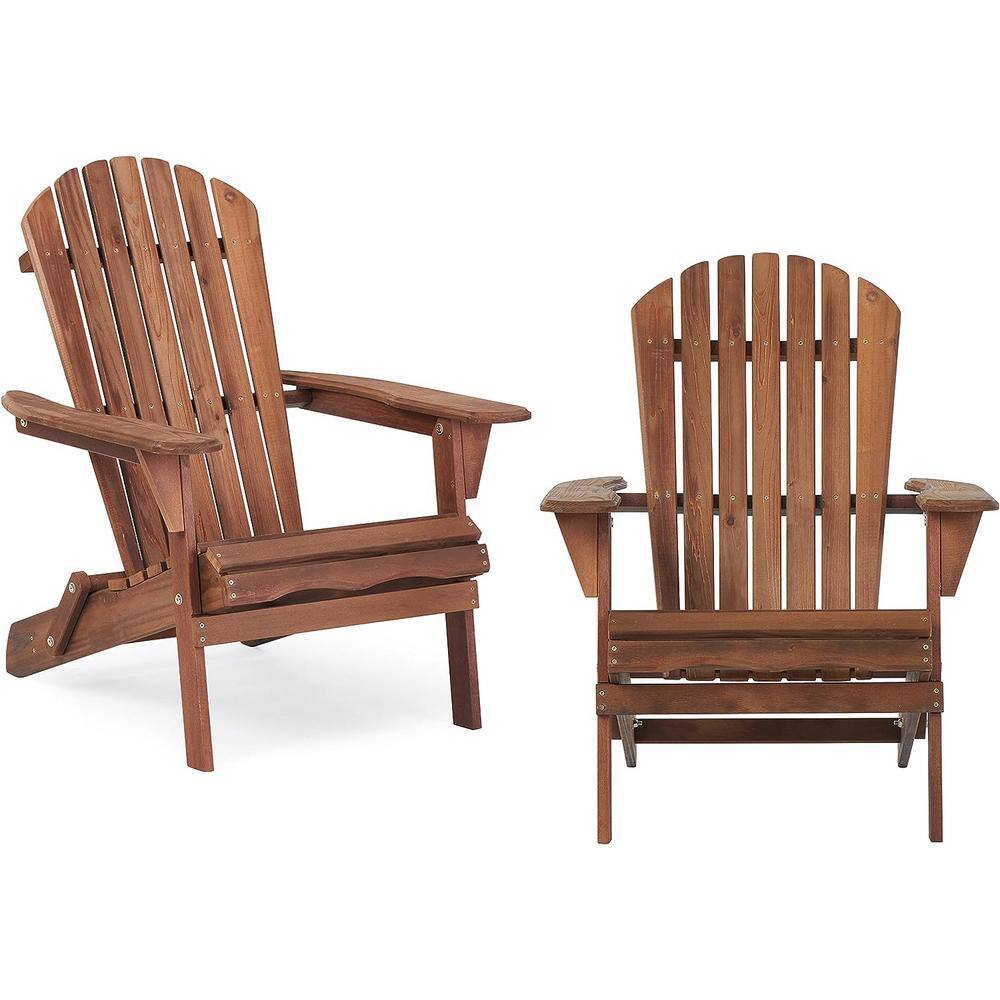 Set of 2 Solid Wood Outdoor Lounge Patio Chair in Brown FCBF11-884 ...
