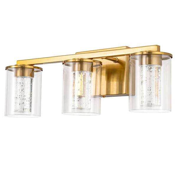 YANSUN 18 in. 3-Light Gold Crystal LED Bathroom Vanity Light Fixture ...