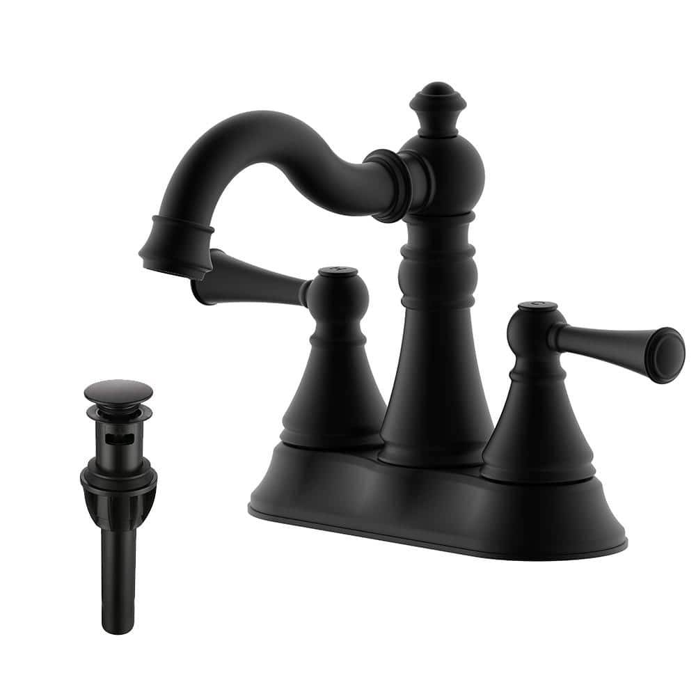 UPIKER Cassic 4 in. Centerset Double Handle High Arc Bathroom Faucet ...