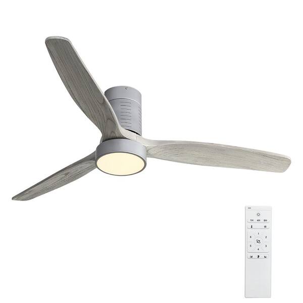FIRHOT 52 in. Smart Indoor Silver Smart LED Ceiling Fan with LED Light ...