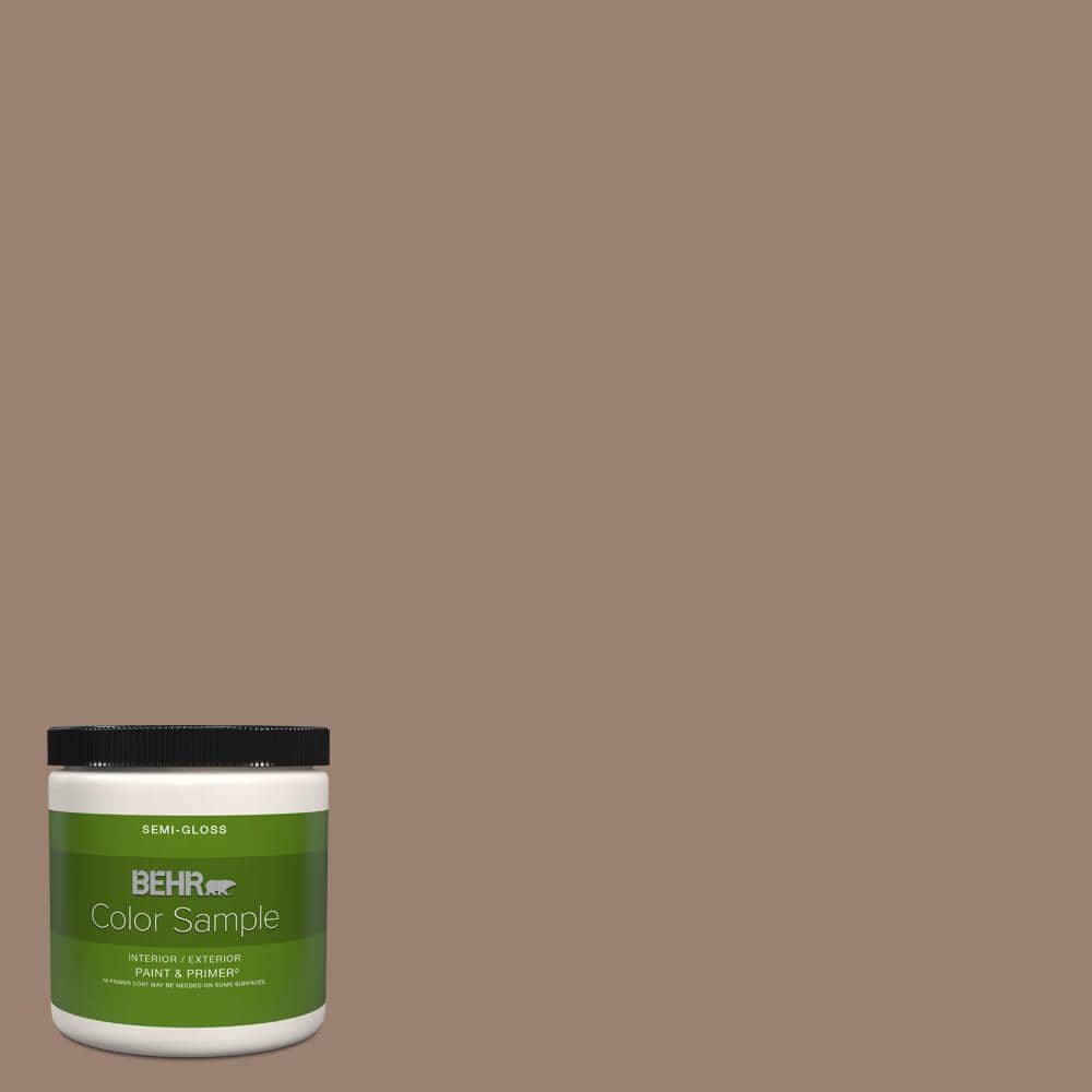 BEHR PREMIUM PLUS 8 oz. #N190-5 Frontier Brown Semi-Gloss Interior ...