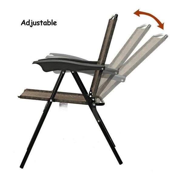 2-Pieces Brown Folding Lawn Chairs with Steel Frame CWLD 2-Pieces Brown Folding Lawn Chairs with Steel Frame CWLD