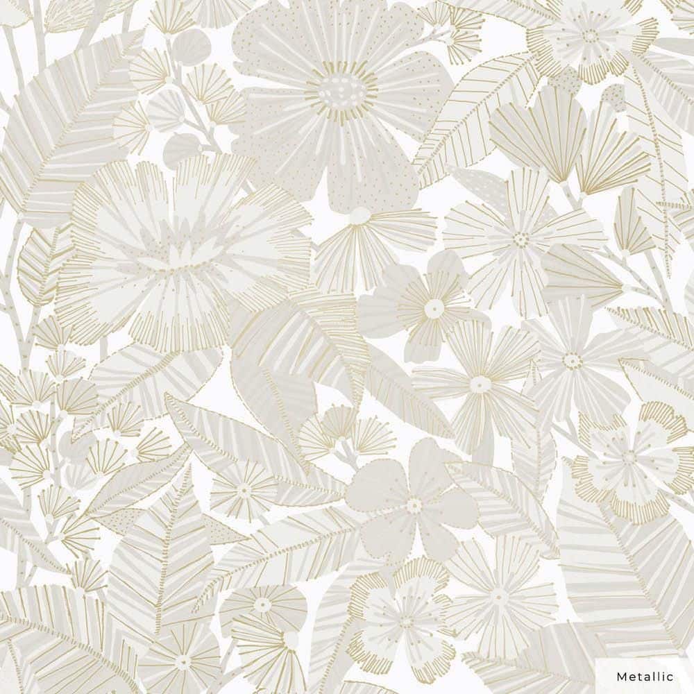 Tempaper Chantilly White Metallic Bloom Vinyl Peel and Stick Wallpaper ...