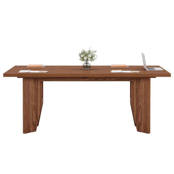 BYBLIGHT Capen 63 in. Rectangle Brown Wood Computer Desk Conference ...