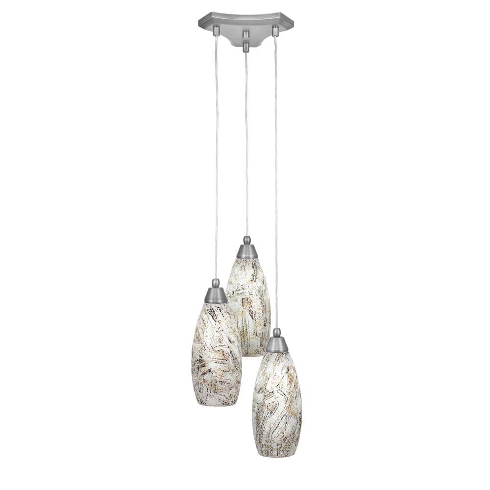 Condor 3 Light Brushed Nickel, Cluster Pendant Light with 5.5 in ...